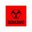 2 x 2" - Biohazard Labels, Red with Black Print, 500/Roll - BGR