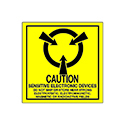 2 x 2" - Caution Sensitive Electronic Devices Labels, Yellow with Black ...