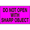 3 x 5" - Do Not Open With Sharp Object Labels, Pink with Black Print ...