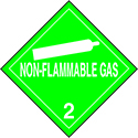 4 x 4" - Non-Flammable Gas Labels, Green with White Print, 500/Roll - BGR