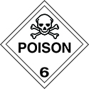 4 x 4" - Poison Labels, White with Black Print, 500/Roll - BGR