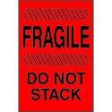 4 x 6" - Fragile Do Not Stack Labels, Red with Black Print, 500/Roll - BGR