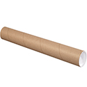 3 x 48", .080" Thick, Kraft, Mailing Tubes with End Caps, 24/Case - BGR